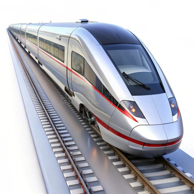 Modern High-speed Train on Tracks Isolated Stock Illustration ...