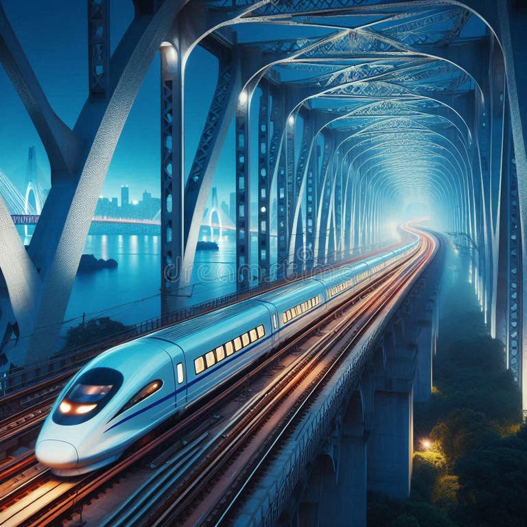Sleek High-Speed Train in Motion : Speed Concept in Transport : Advanced Rail System Stock ...