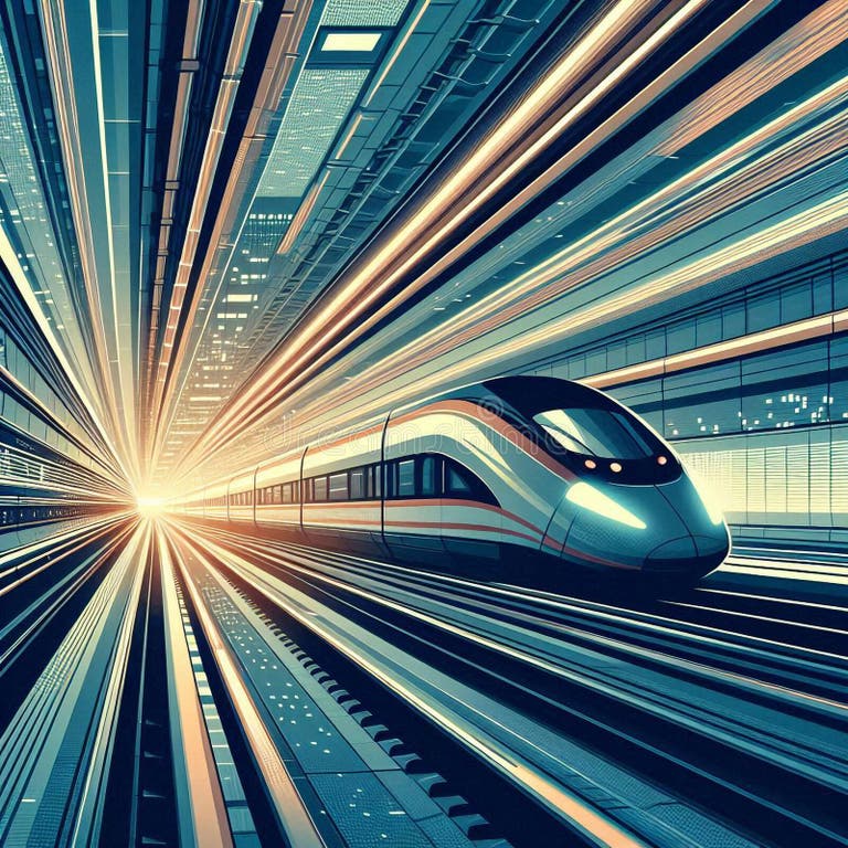 Sleek High-Speed Train in Motion : Speed Concept in Transport : Advanced Rail System Stock ...