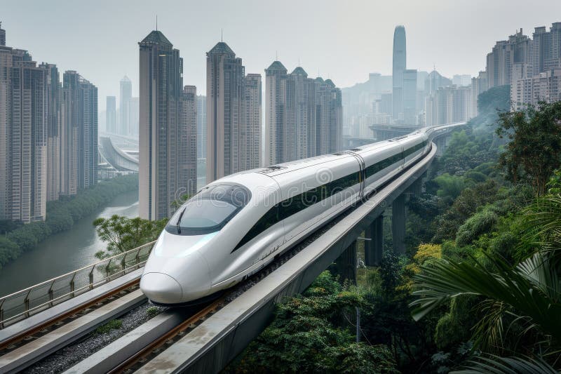 Sleek High Speed Train Symbol of Modern Transportation Efficiency ...