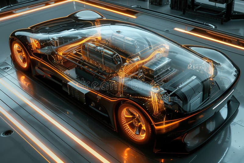 A Sleek, High-tech Car is Parked on a Bustling City Street Stock Photo ...