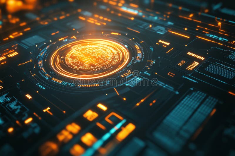 A Sleek High-tech Command Center 3D Background with Massive Holographic ...