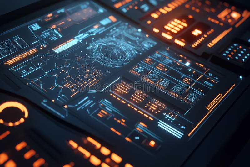 A Sleek High-tech Command Center 3D Background with Massive Holographic ...