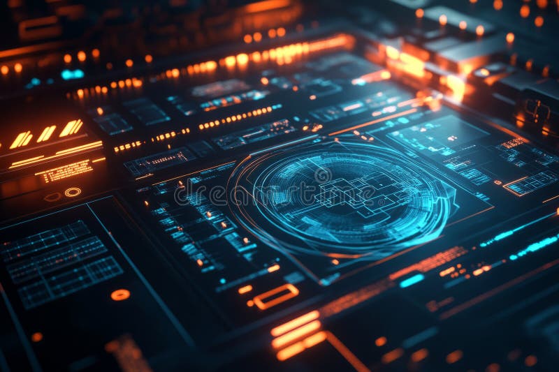 A Sleek High-tech Command Center 3D Background with Massive Holographic ...