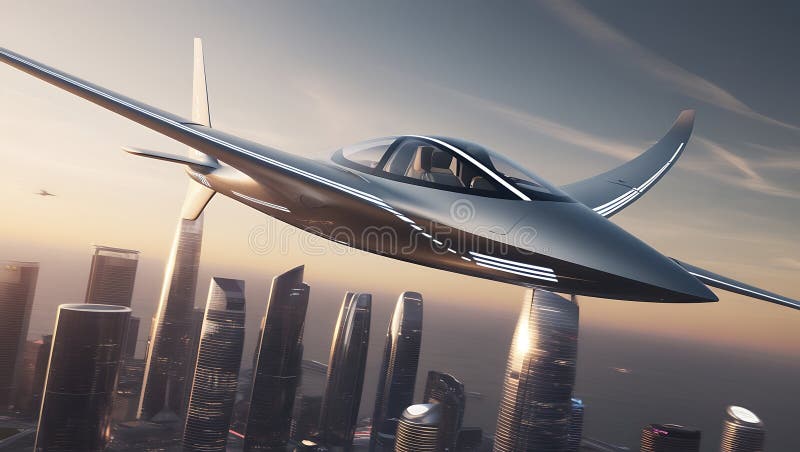 Sleek High-tech EVTOL with Gull-wing Doors in Dynamic Urban Flight ...