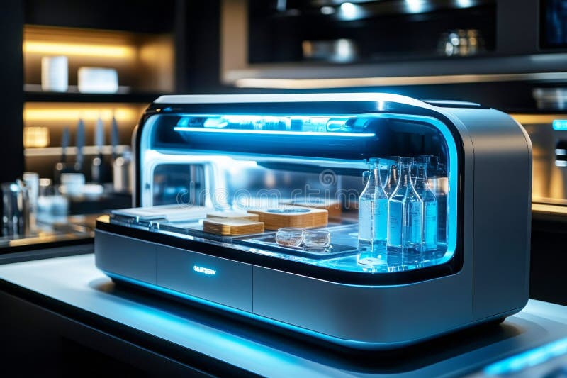 A Sleek High-tech Kitchen with Smooth Metallic Surfaces and Touch ...