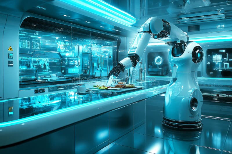 A Sleek High-tech Kitchen with Smooth Metallic Surfaces and Touch ...