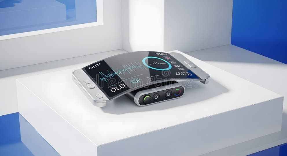 High-Tech Medical Device on White Surface, Futuristic Health Monitoring ...