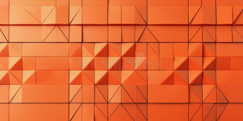 Sleek High Tech Orange Background Sharp Triangular Block Structures 3d ...