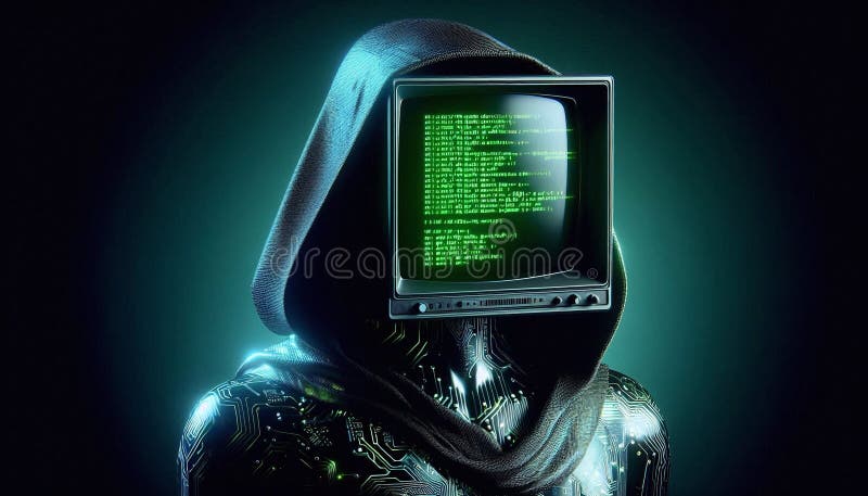 Sleek Humanoid Figure with Rectangular Vintage TV Head and Glowing ...