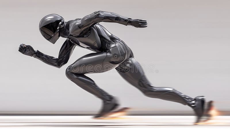 A Sleek, Humanoid Robot is Depicted Sprinting at High Speed with a ...