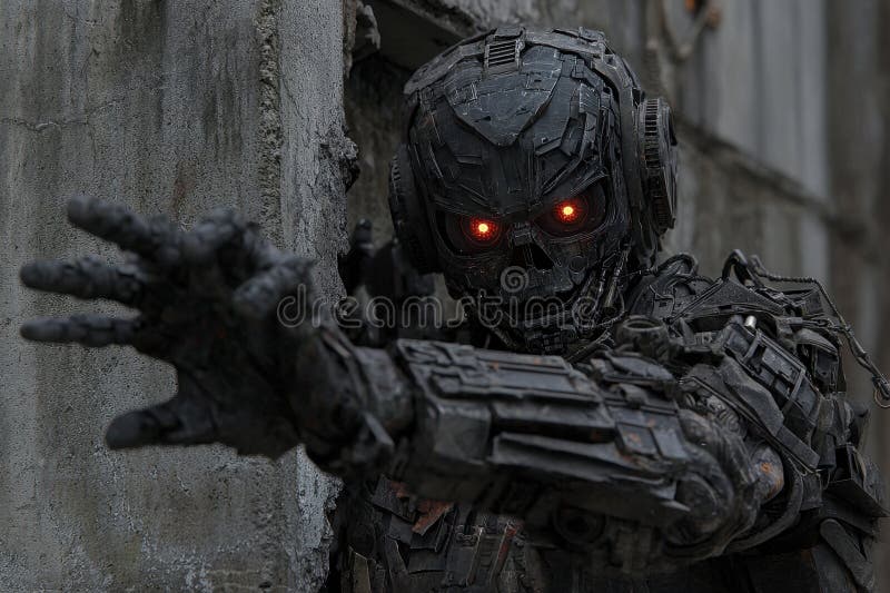 Sleek Humanoid Robot Design with Digital Elements and Striking Red Eyes ...