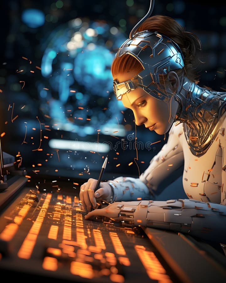 A Sleek Humanoid Robot Focused on Operating a Complex Control Panel in ...