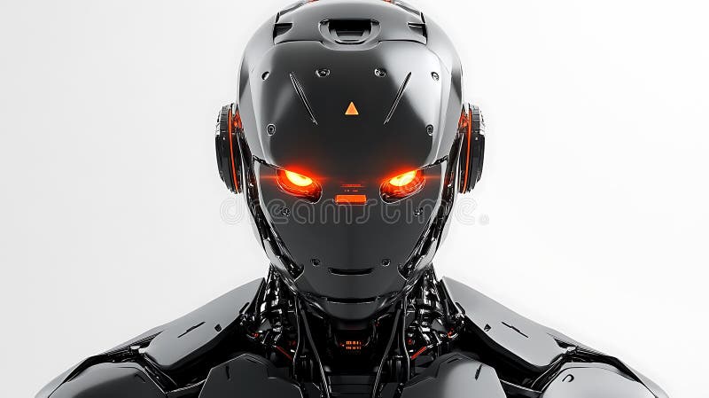 Sleek Humanoid Robot with Glowing Eyes and Futuristic Design Stock ...