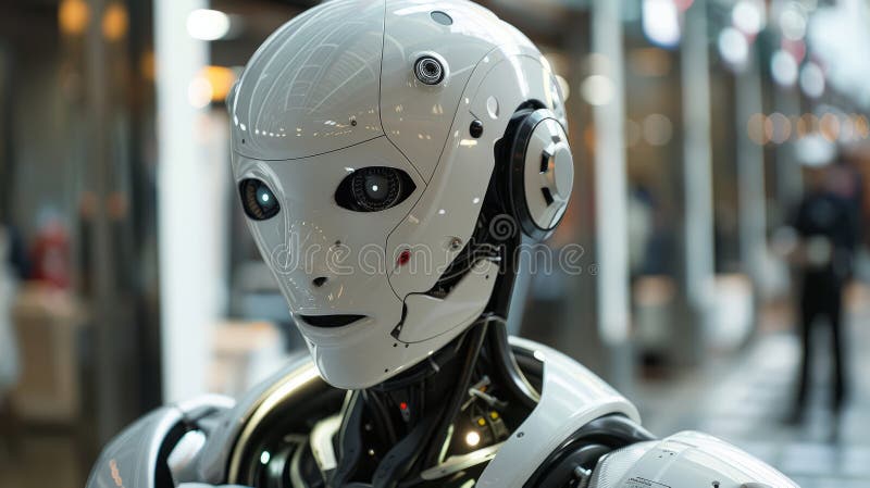 A Sleek Humanoid Robot Stands in a Modern Urban Setting, Highlighting ...