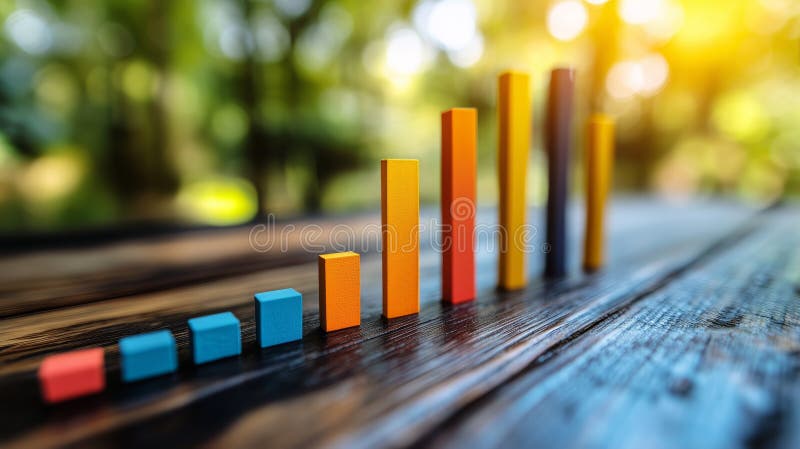Colorful Bar Graph Illustrating Data Growth in a Modern Office during ...