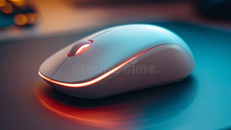 A Sleek, Illuminated Computer Mouse on a Desk. Stock Photo - Image of ...