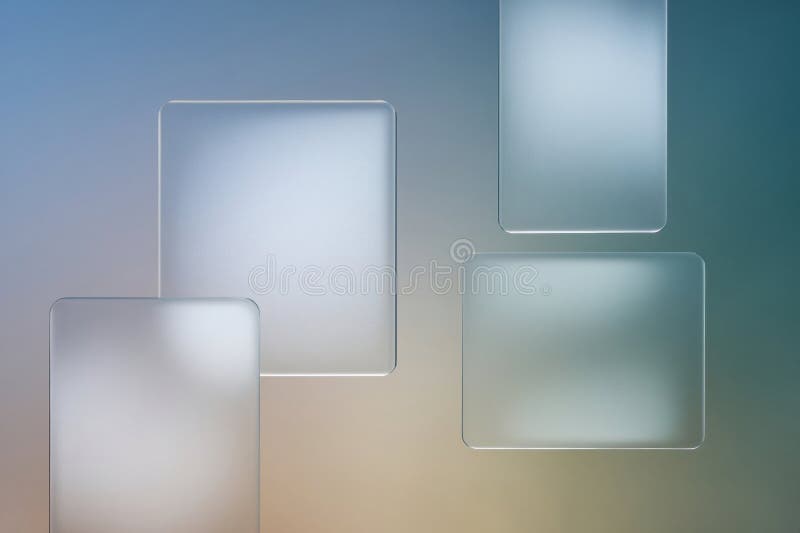 Frosted Glass Panels with Translucent Effect on Blue Gradient ...