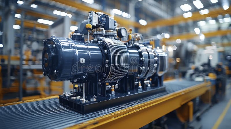 Sleek Industrial Engine Design in Modern Factory Stock Illustration ...