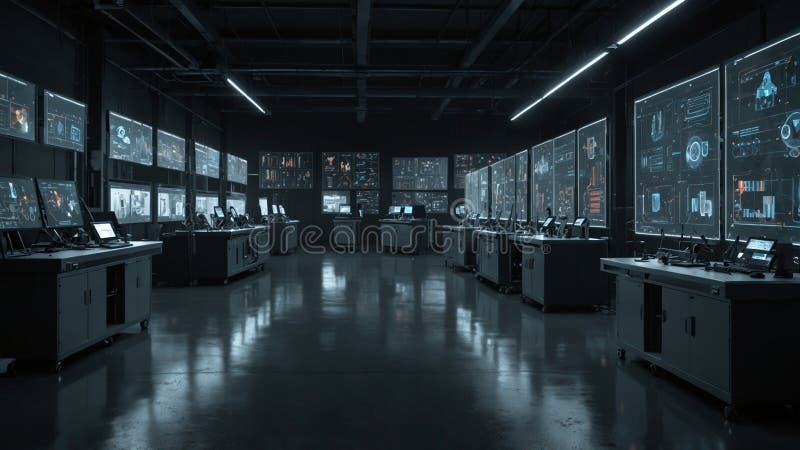 A Sleek Industrial Manufacturing Facility with Advanced AI Robots Stock ...