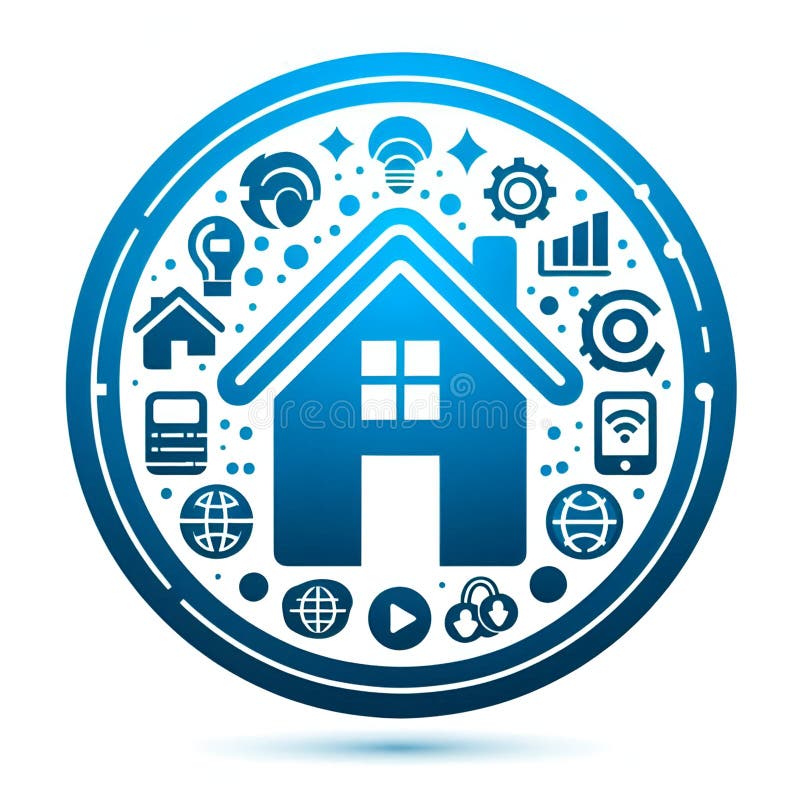 Sleek Interface: Blue Home Button, Generative AI. Stock Illustration ...