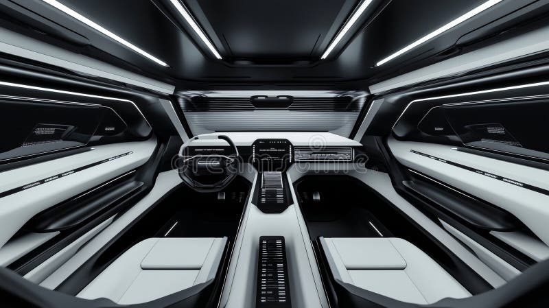Sleek Interior of Autonomous Car Featuring Futuristic Design with ...