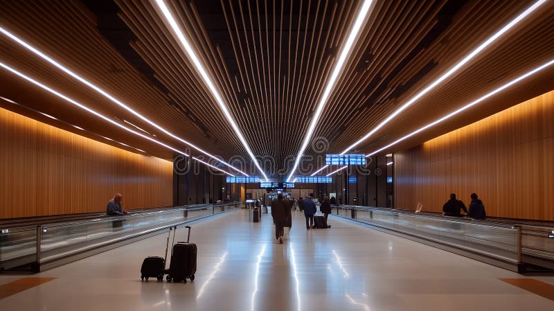 The Sleek Interior of a Modern Airport Terminal, Featuring Bright ...