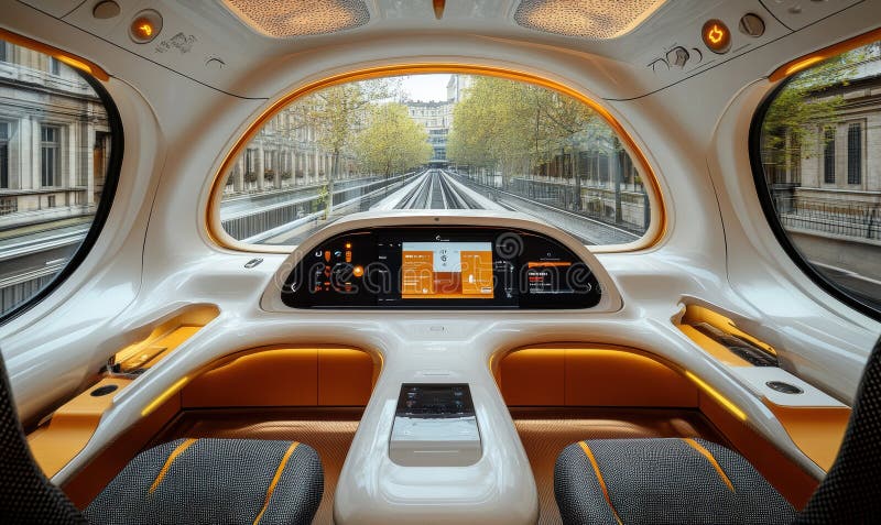 Sleek Interior of a Modern High-speed Train Featuring Advanced ...