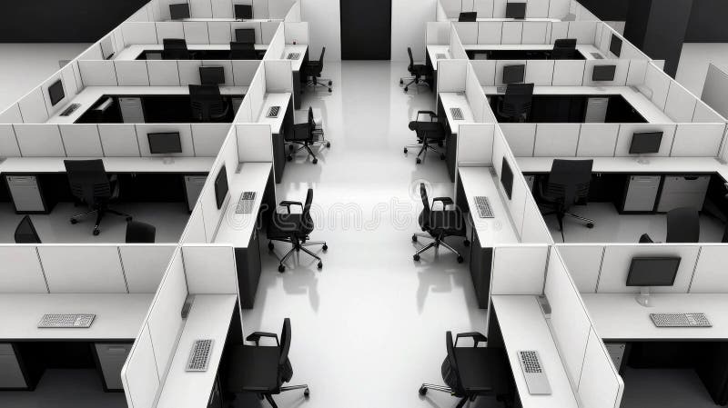 Sleek Interior of Modern Office Cubicles with Contemporary Design ...