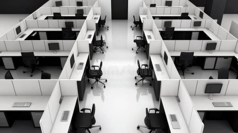 Sleek Interior of Modern Office Cubicles with Contemporary Design Elements Stock Illustration ...