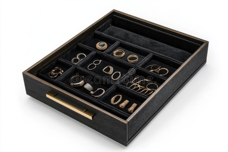 Elegant Jewelry Organizer with Various Accessories in Compartments ...