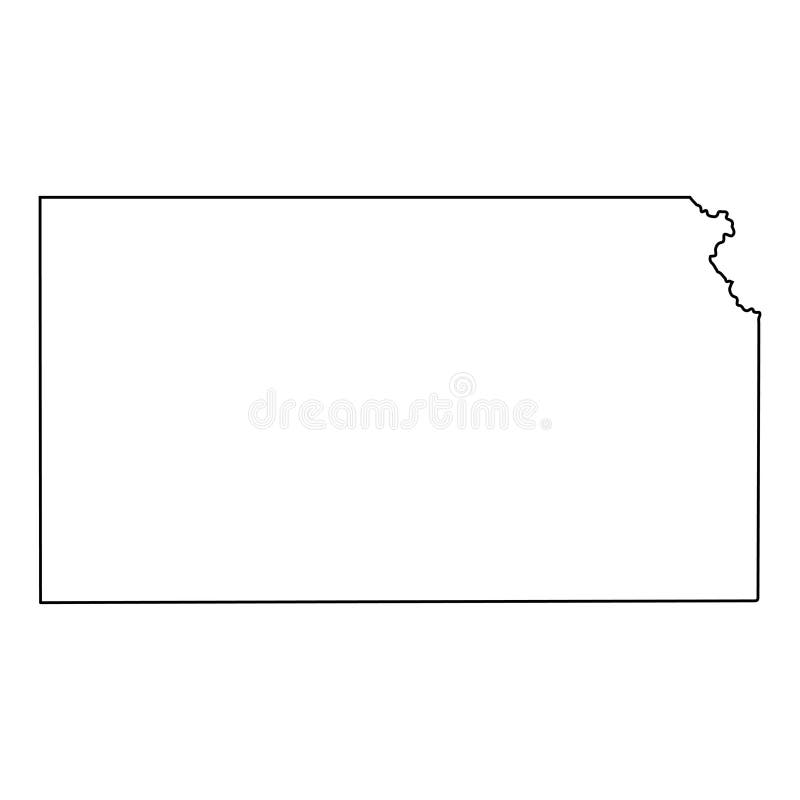 Sleek Kansas Outline, Minimalist State Map in Black Silhouette Stock ...