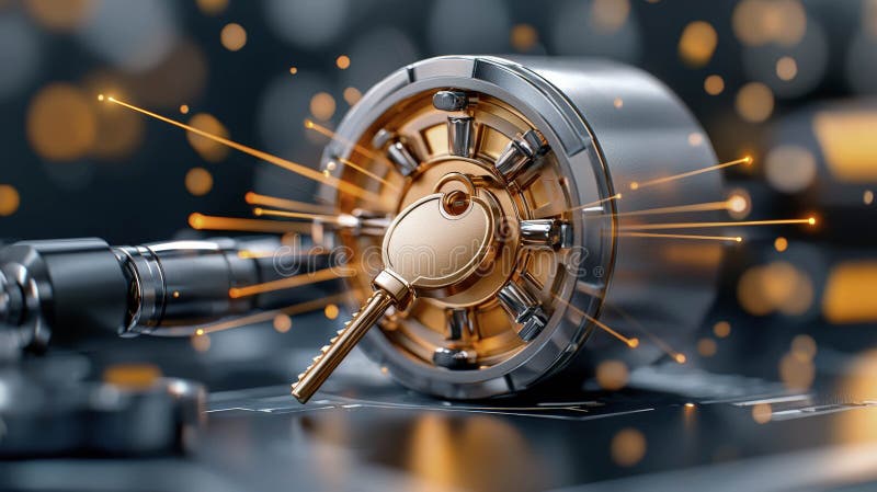 Sleek Key Used To Unlock a High-tech Vault Generative AI Illustration ... Sleek Key Used To Unlock a High-tech Vault Generative AI Illustration ...
