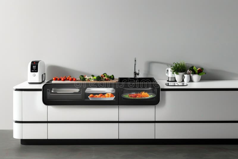 Sleek Kitchen Design Featuring Smart Appliances with Integrated ...