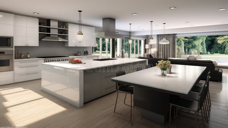 Sleek Kitchen Design Planning Stock Illustration - Illustration of ...