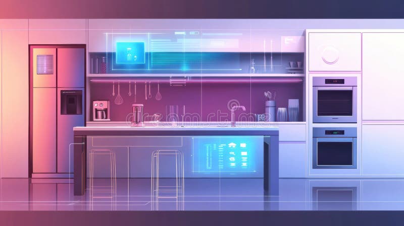 A Sleek Kitchen Equipped with Smart Appliances Demonstrates Advanced ...