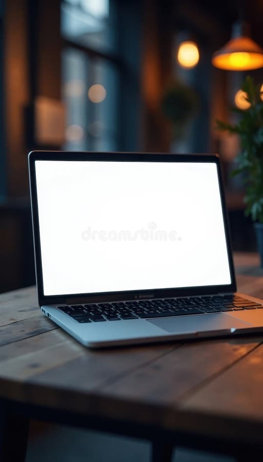 Sleek Laptop, Blank Screen, Industrial Setting , Computer, Electronic ...