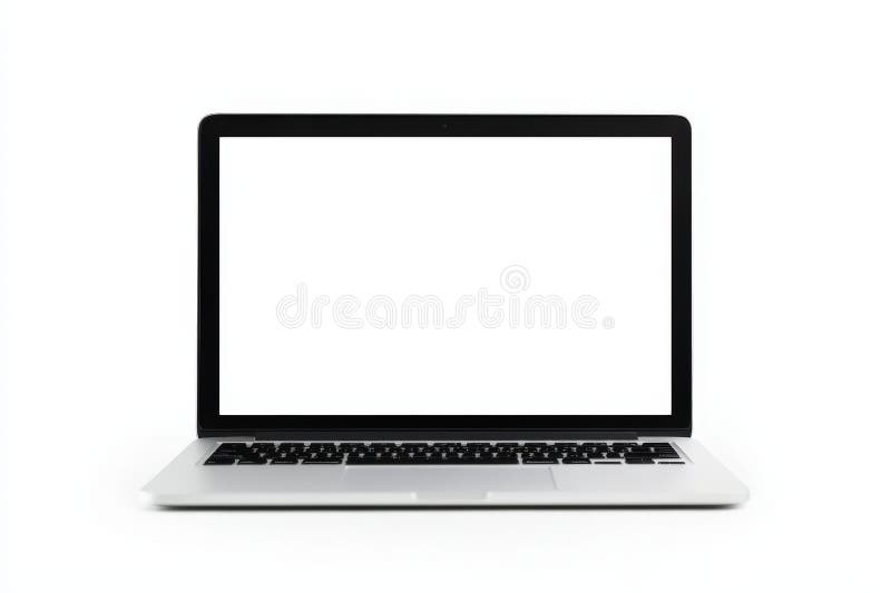 A Sleek Laptop with a Bright White Screen on a White Background Stock ...