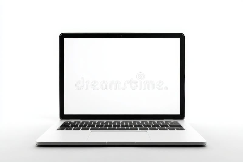 A Sleek Laptop with a Bright White Screen on a White Background Stock ...