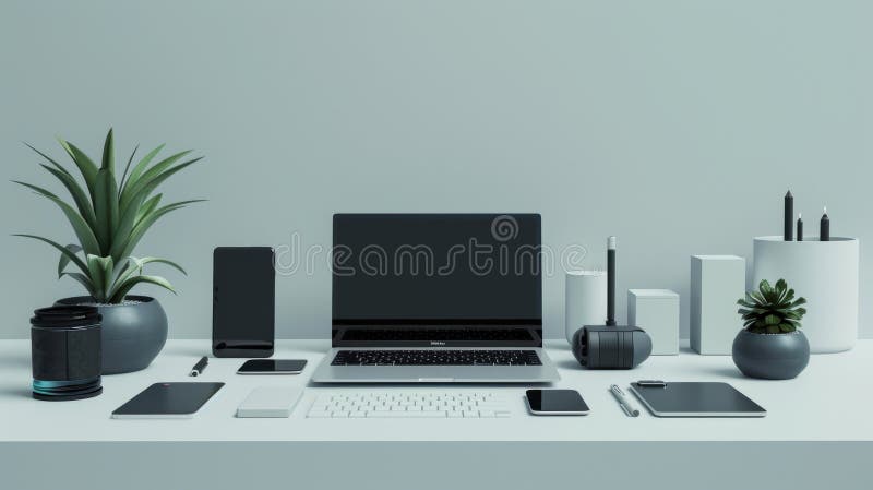 Sleek Laptop Display with Digital Devices for E-Commerce Technology ...