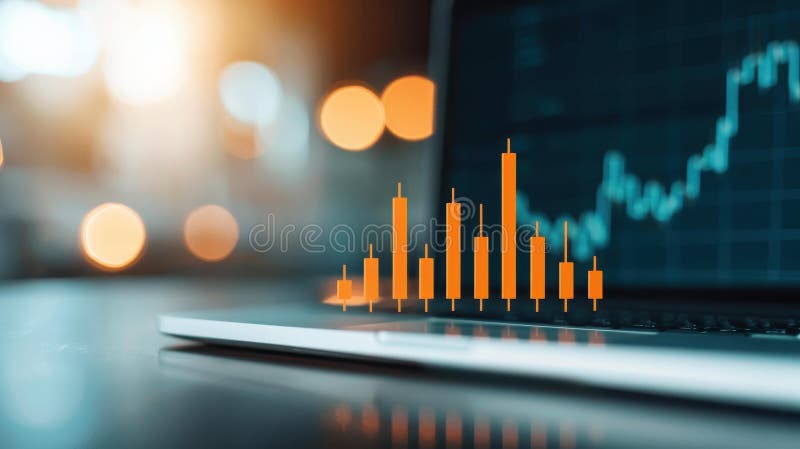 A Sleek Laptop Displays Digital Graphs on a Dark Background, Embodying ...