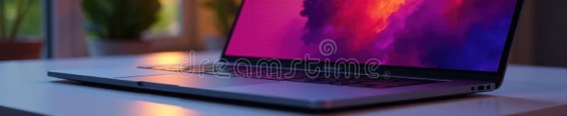 Sleek Laptop, Open Display, Keyboard Centered, Wireless, Modern ...