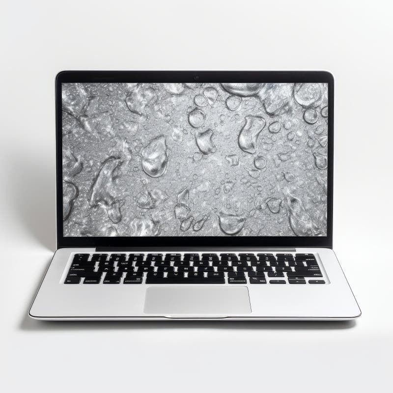 Sleek Laptop with Rainy Background and Water Drops Stock Illustration ...