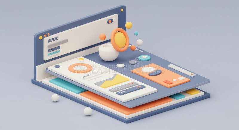 A Sleek Laptop Screen Showcasing Key UI UX Design Concepts, Emphasizing User-centered Approach ...