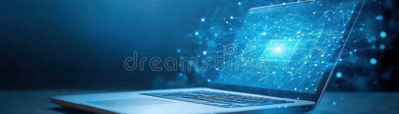 Sleek Laptop on Vibrant Blue Backdrop, Modern Tech for Seamless ...