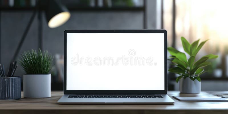 Sleek Laptop Workspace stock image. Image of design - 384535093