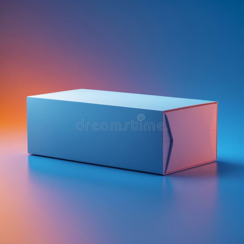 A Sleek, Light Blue Rectangular Box Sits on a Vibrant Blue and Orange ...
