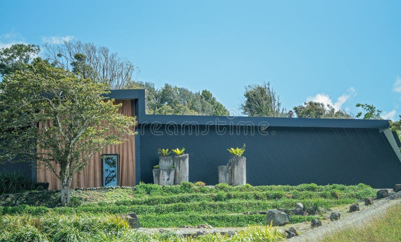 Newly Constructed Sleekly Designed Modern Building in Bushland Stock ...