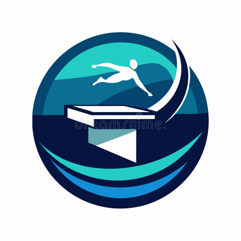 A Sleek Logo Design Showcasing a Swimming Pool with Diving Board Under ...