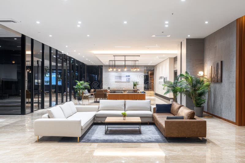 Modern Lounge Area with Elegant Furniture and Stylish Decor in a ...